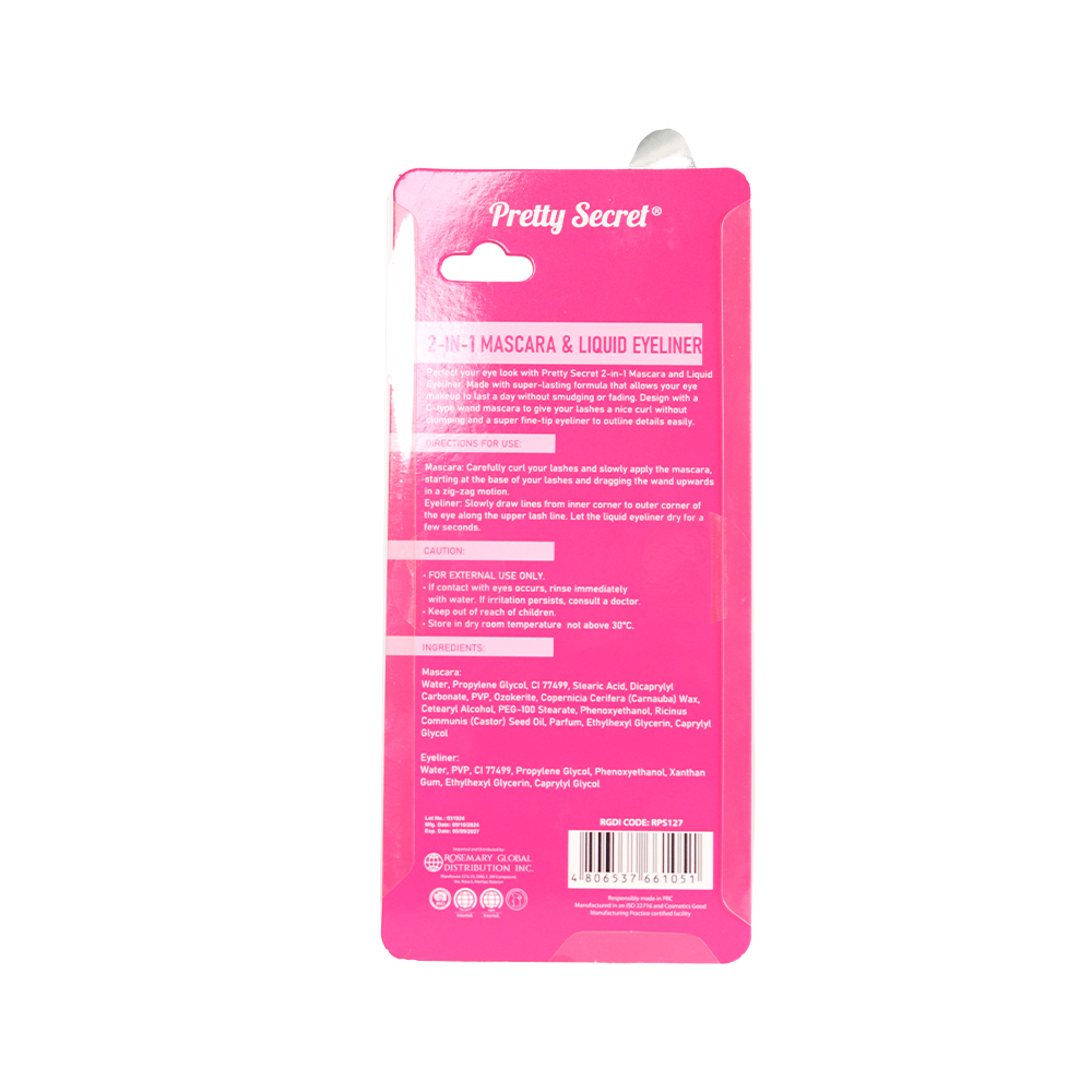 Pretty Secret 2-in-1 Mascara and Liquid Eyeliner 10ml | Pretty Secret
