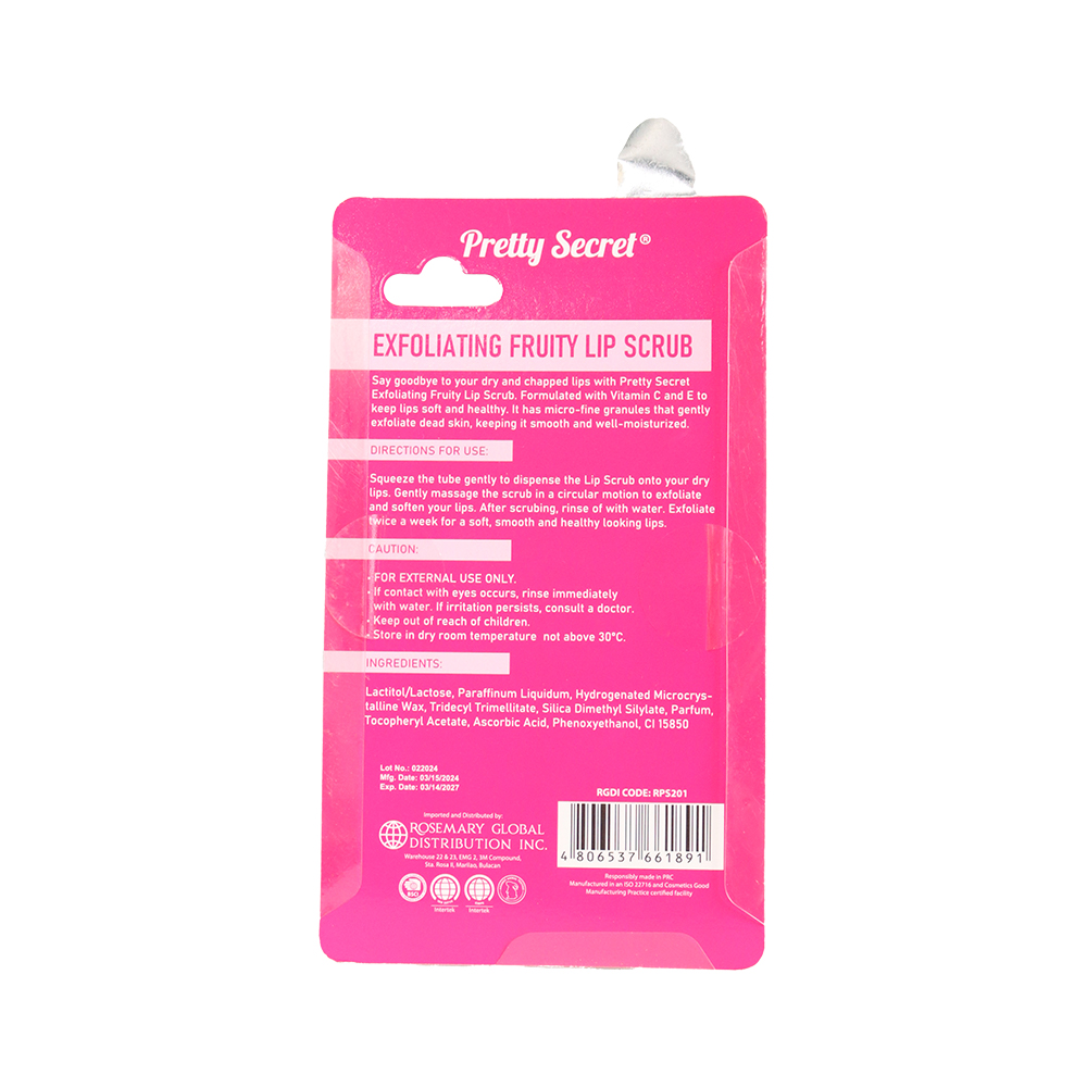 Pretty Secret Exfoliating Fruity Lip Scrub 15g – Strawberry | Pretty Secret