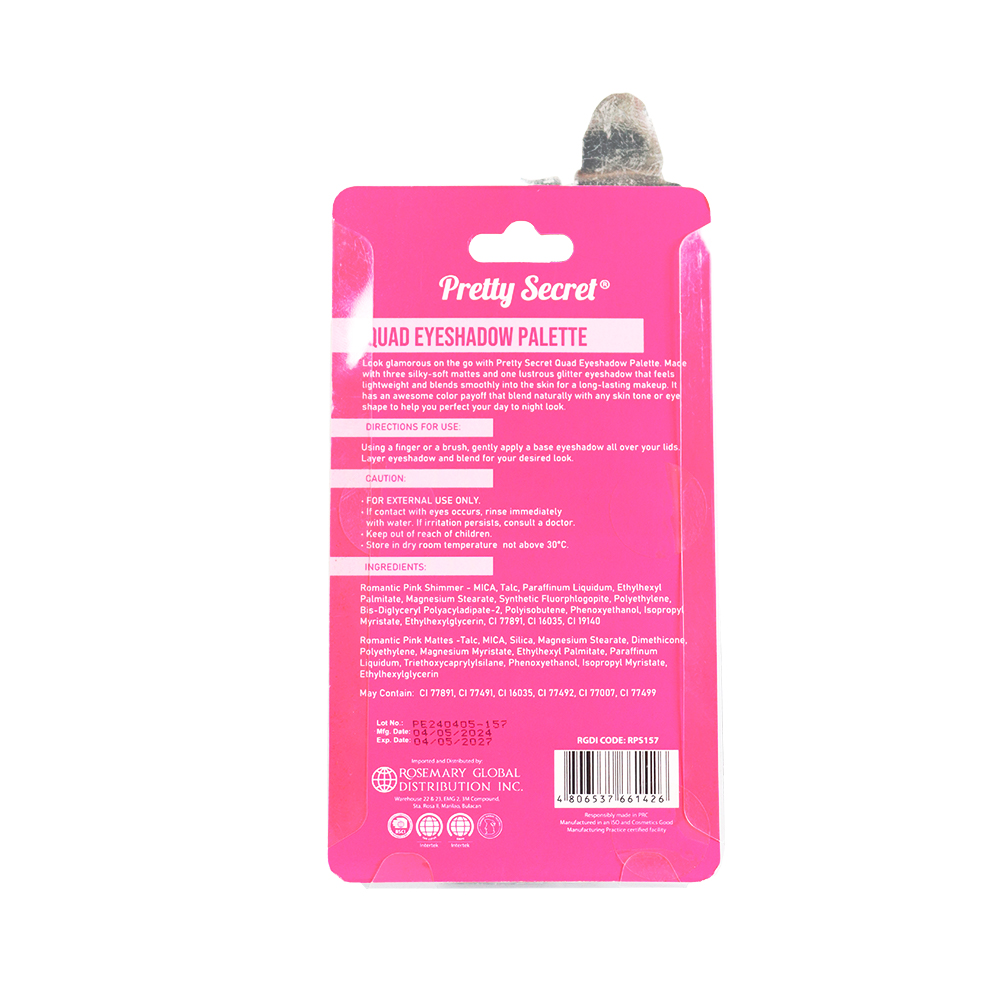 Pretty Secret Quad Eyeshadow Palette 7g – Romantic Pink | Pretty Secret